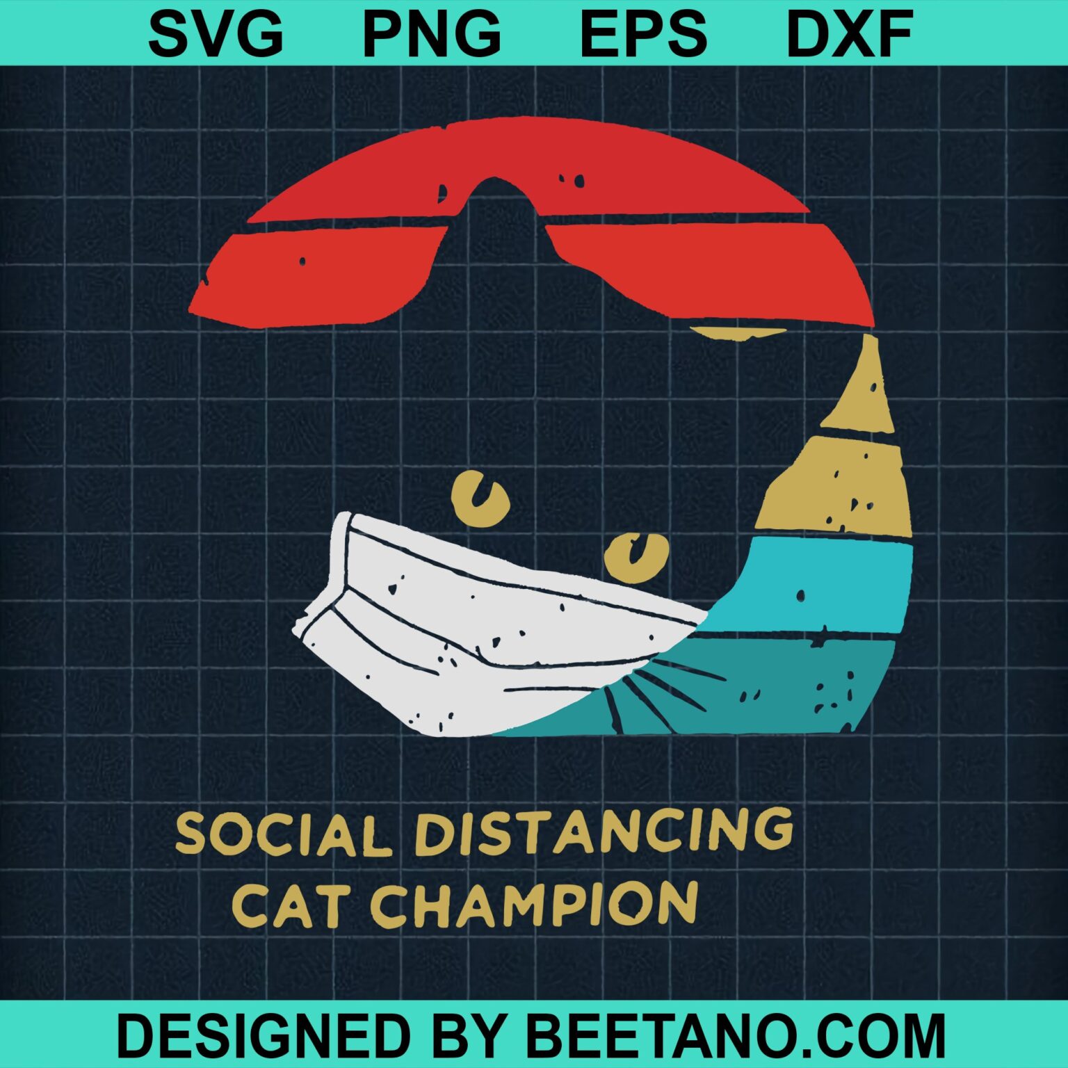 Social Distancing Cat Champion SVG, DXF, EPS, PNG Instant Download