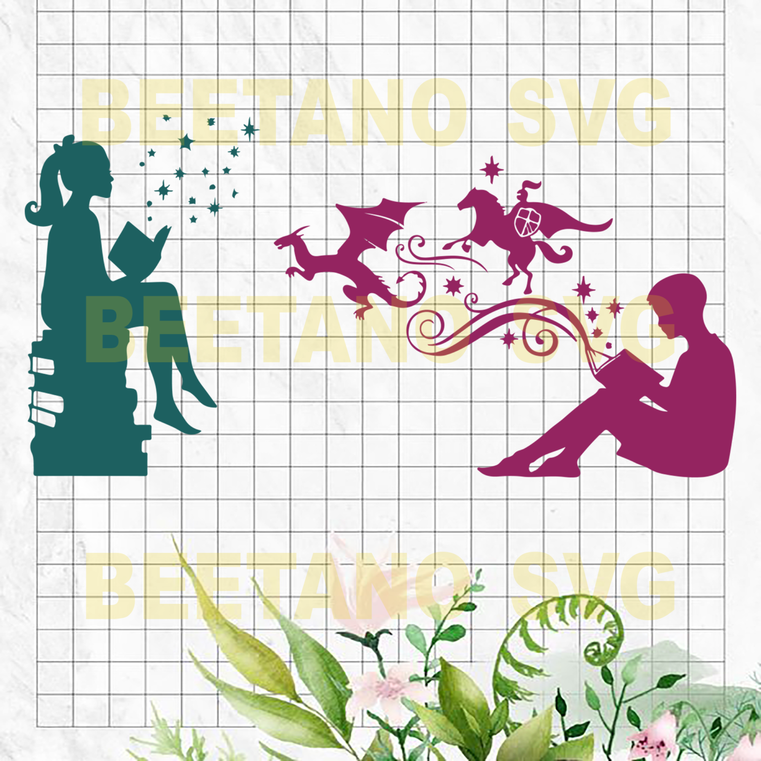 Reading SVG, Boy girl reading SVG, book SVG