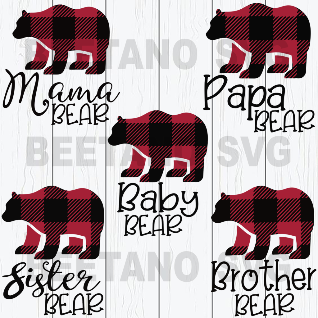 Family Bear Christmas Svg For Cricut, SVG, DXF, EPS, PNG Instant Download