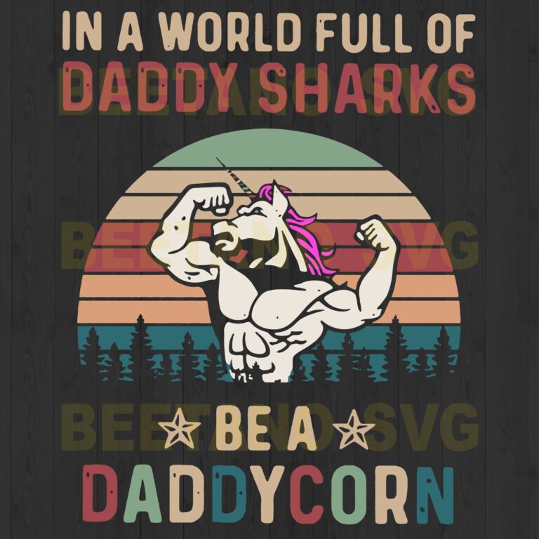 Daddy Shark Be A Daddy Corn SVg, Daddy unicorn SVG