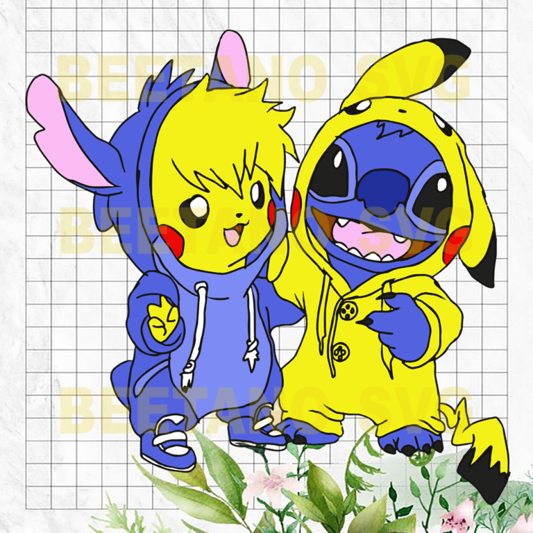 Pika And Lilo Stitch Friends SVG, Pikachu SVG, Disney Stitch SVG