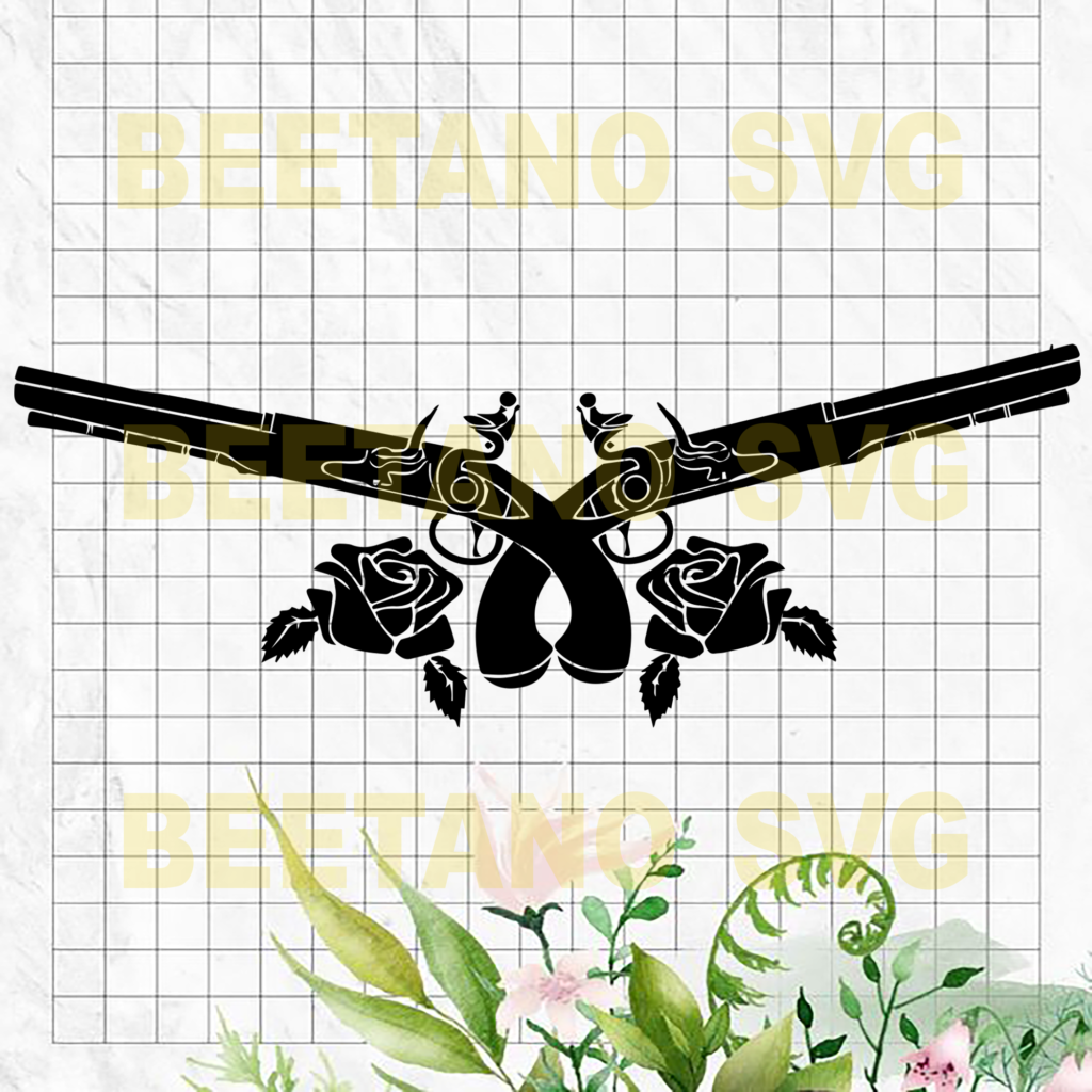 Guns Rose Svg, Guns With Rose Vector, Guns Cutting Files For Cricut ...