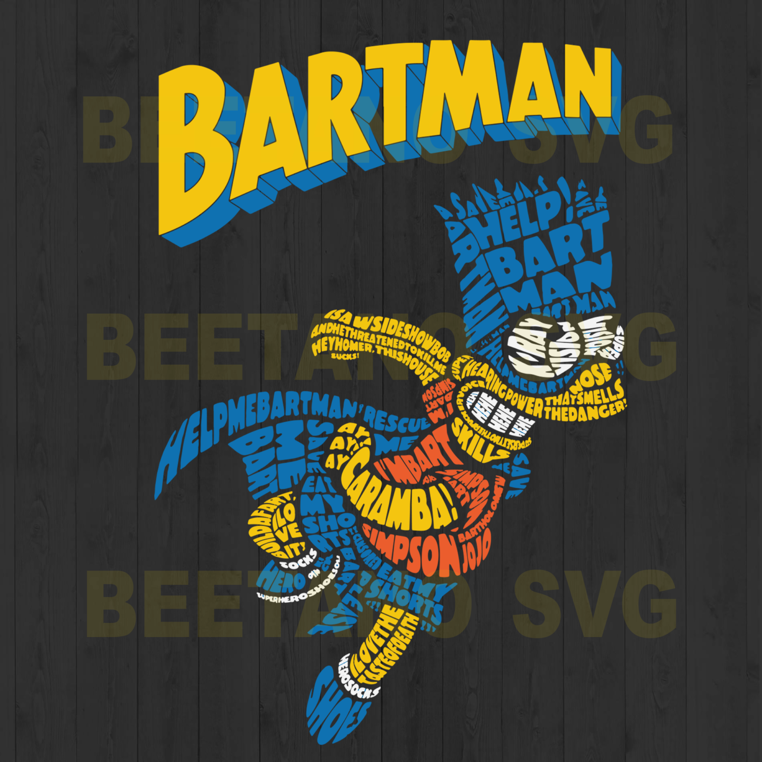Bartman Simpson Svg, Bartman SVG, DXF, EPS, PNG Instant Download