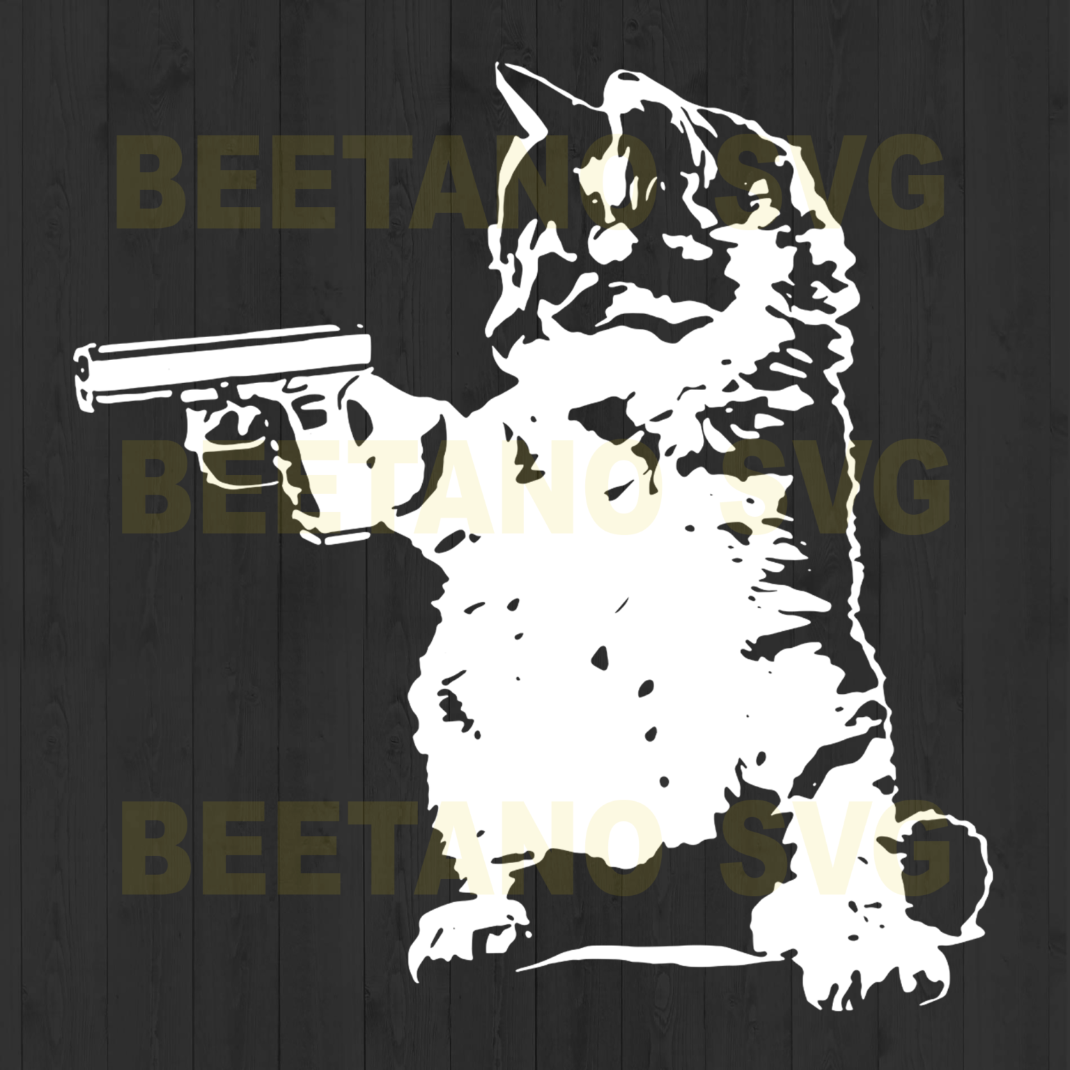 Cat With Guns SVG, DXF, EPS, PNG Instant Download