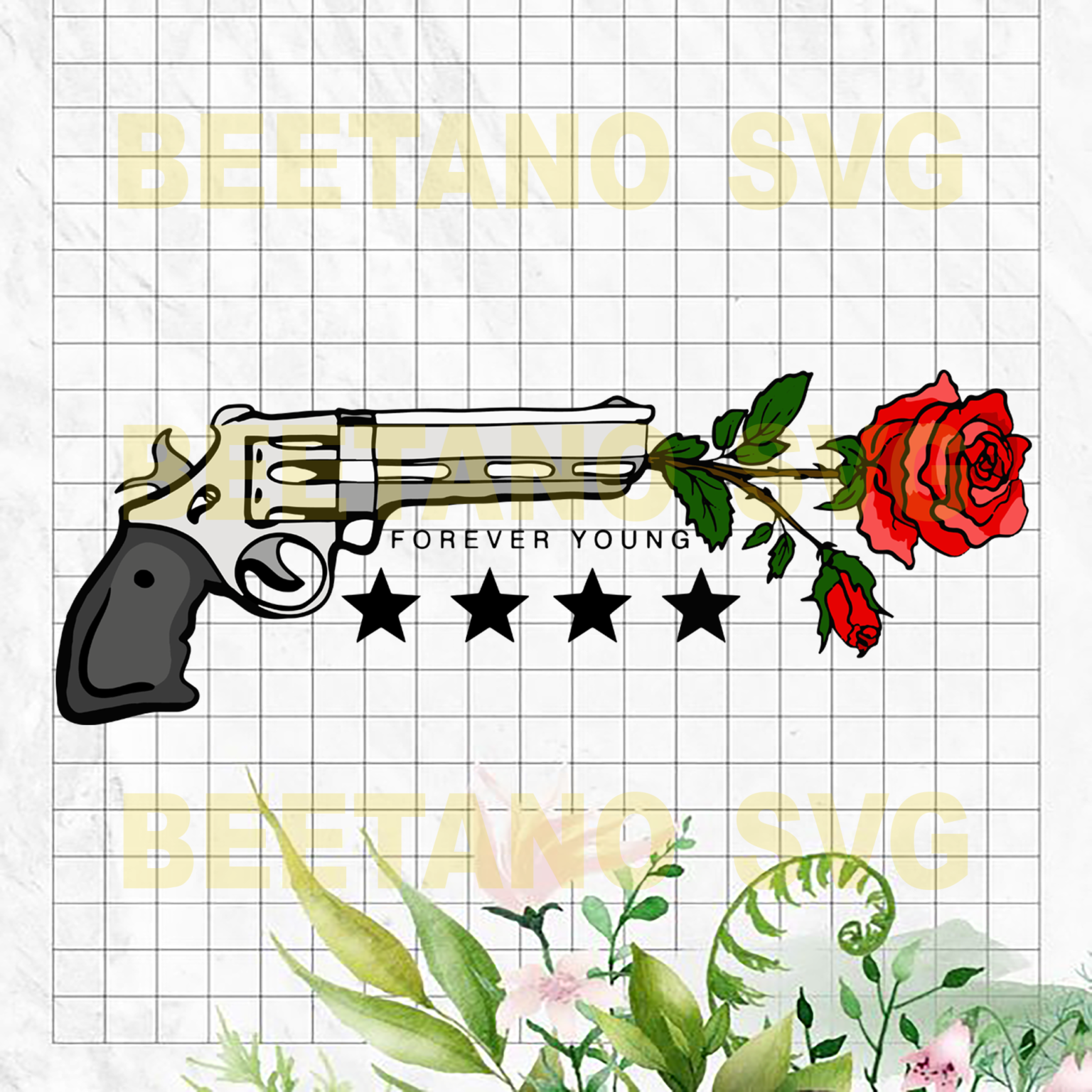 Gun With Rose svg, Guns Cutting Files For Cricut, SVG, DXF, EPS, PNG ...