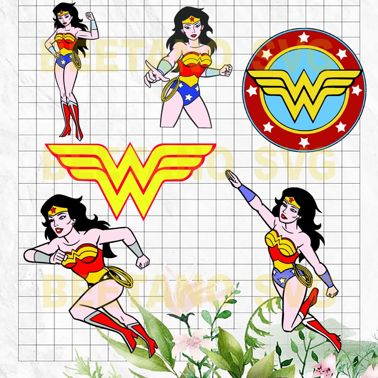 Wonder woman Bundle SVG, Superheroes SVG DXF, EPS, PNG Instant Download