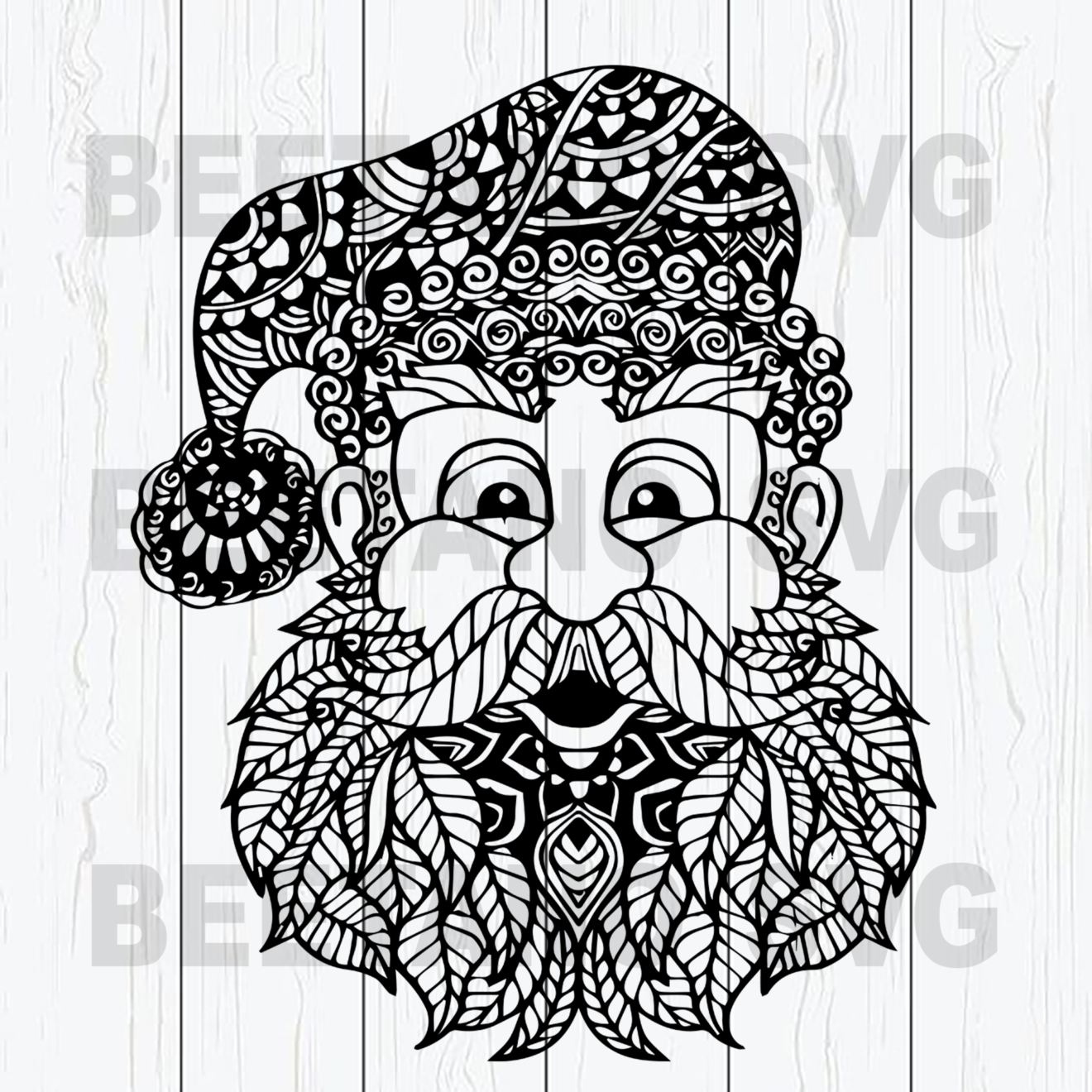 Mandala Santa Claus Svg, Mandala Santa Cutting Files For Cricut, SVG ...