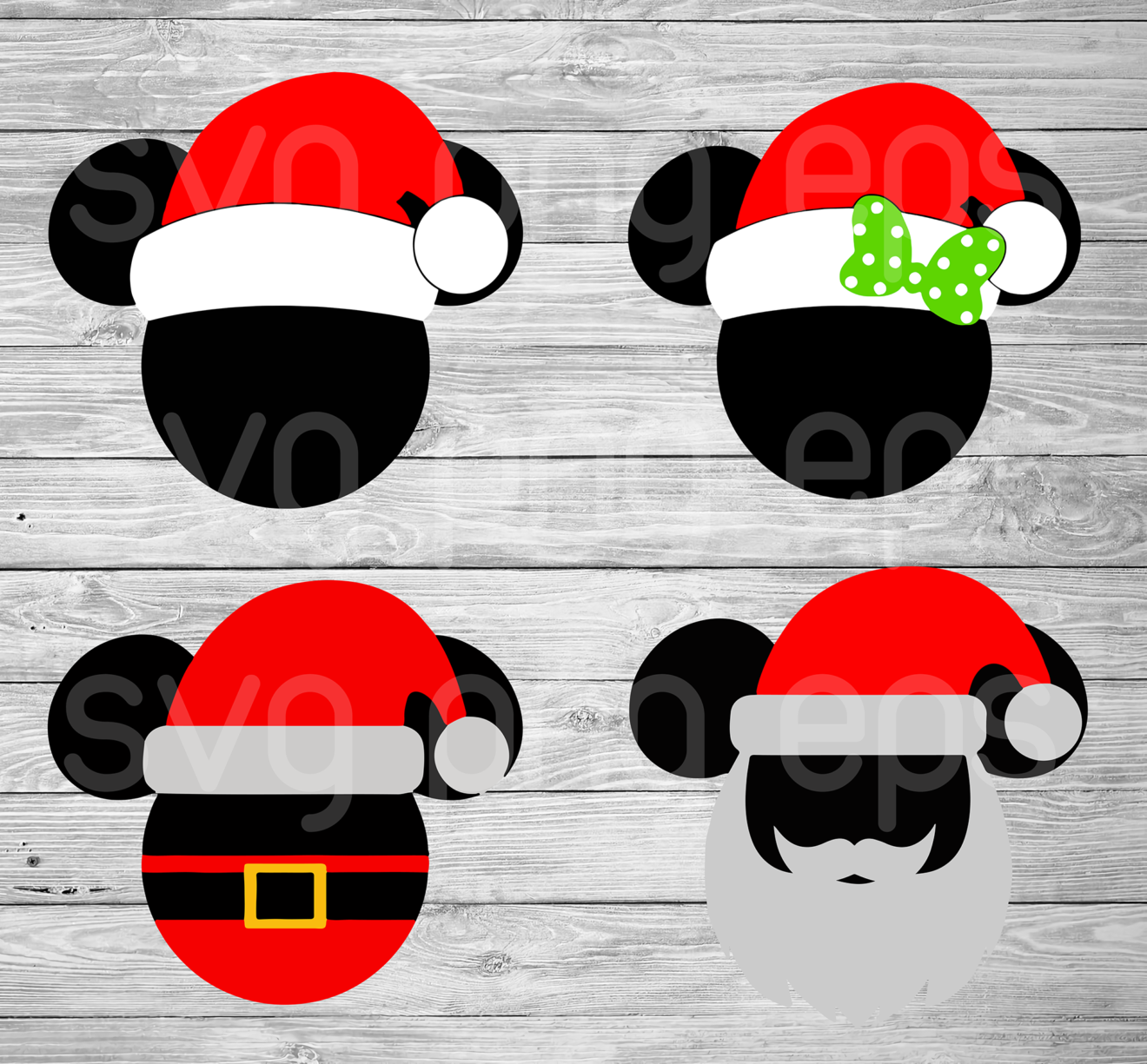 Disney Santa Hat Bundle SVG, Mickey Minnie Christmas SVG