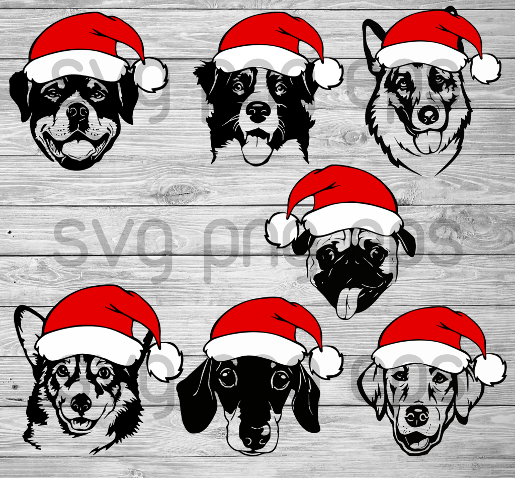 Christmas dog SVG bundle, funny dog with Santa hat clipart cricut ...