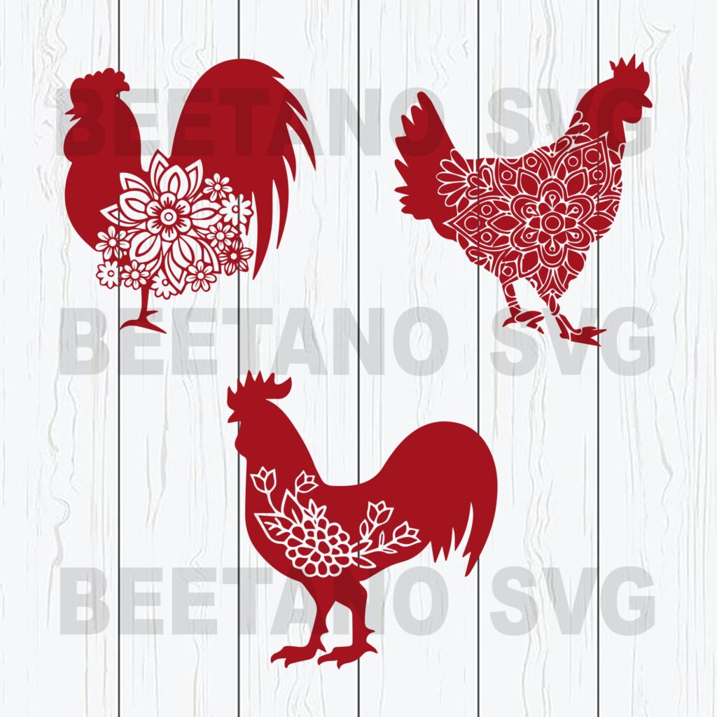 Red Mandala Chicken Svg Files, Mandala Chicken Files For Instant Download
