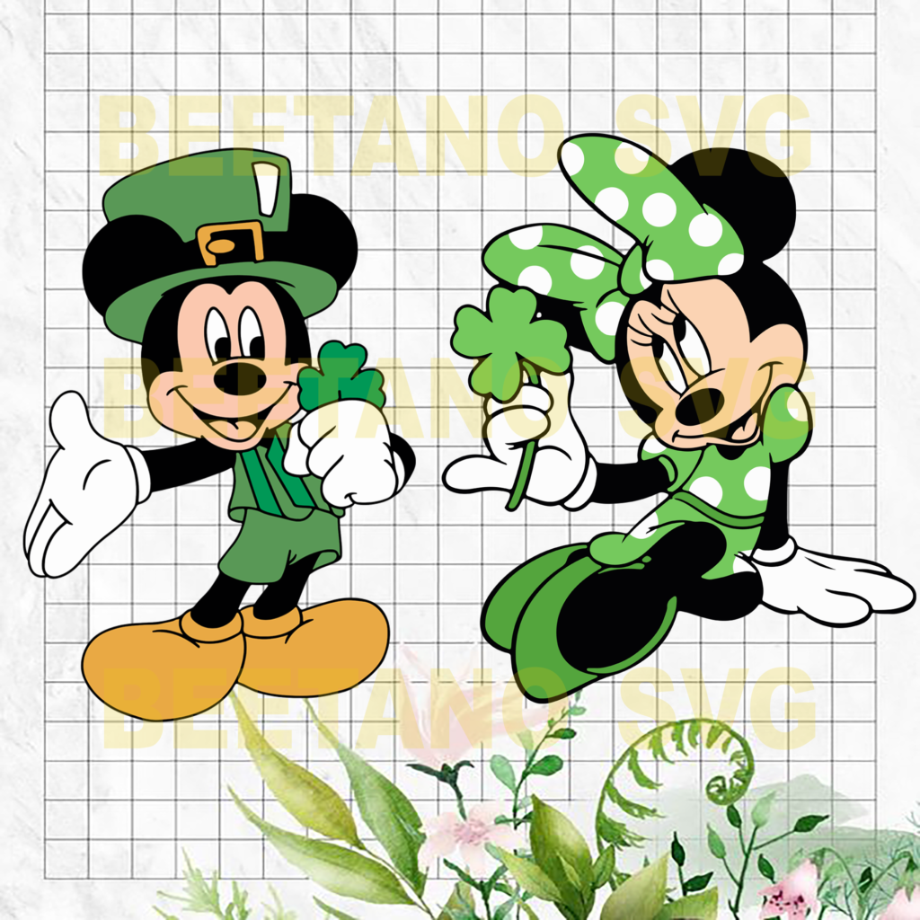 St Patricks Day Mickey Minnie SVG, Shamrock SVG, Disney SVG