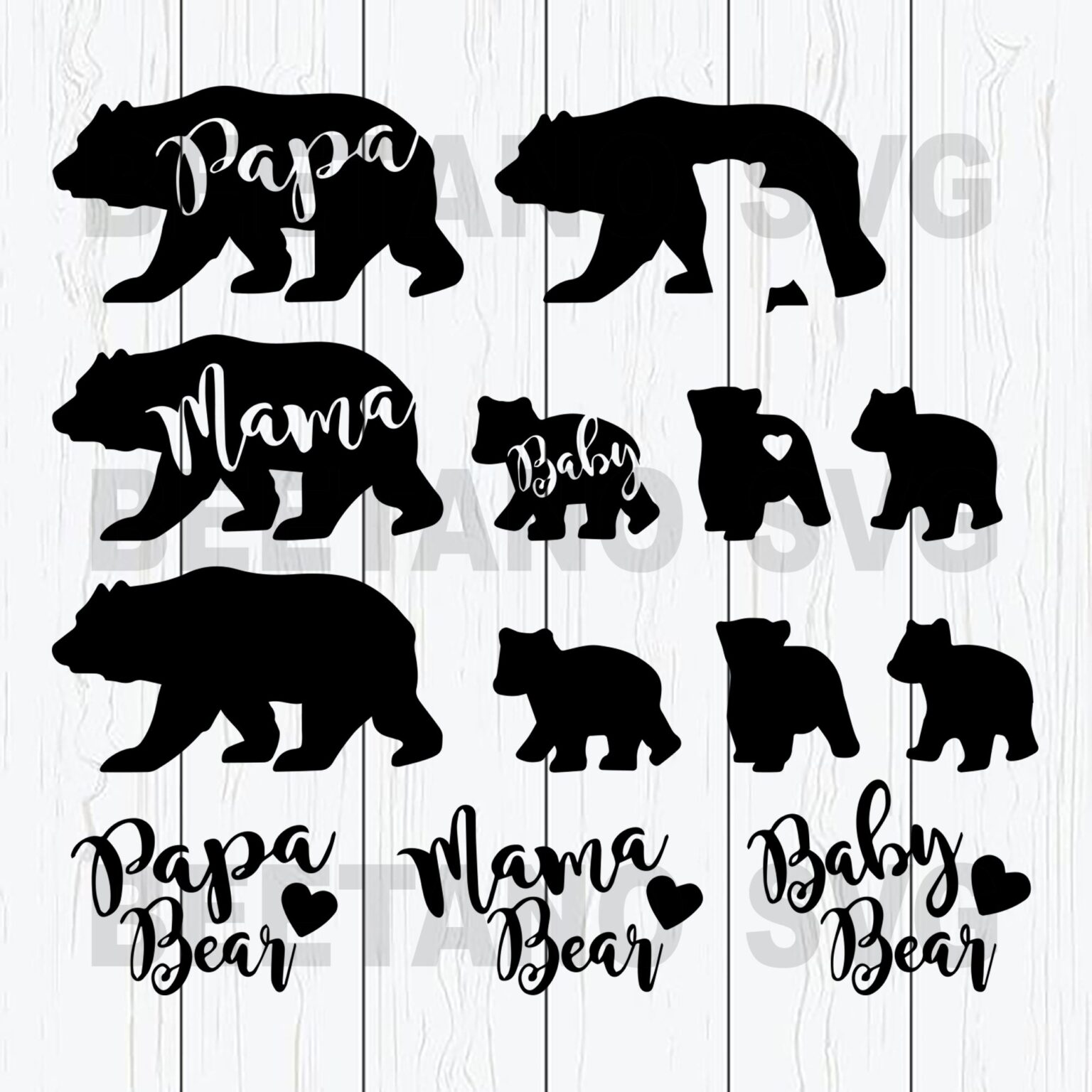 Family Bear Svg, Mama Papa Baby Bear Svg, Family Bear Svg Files For ...
