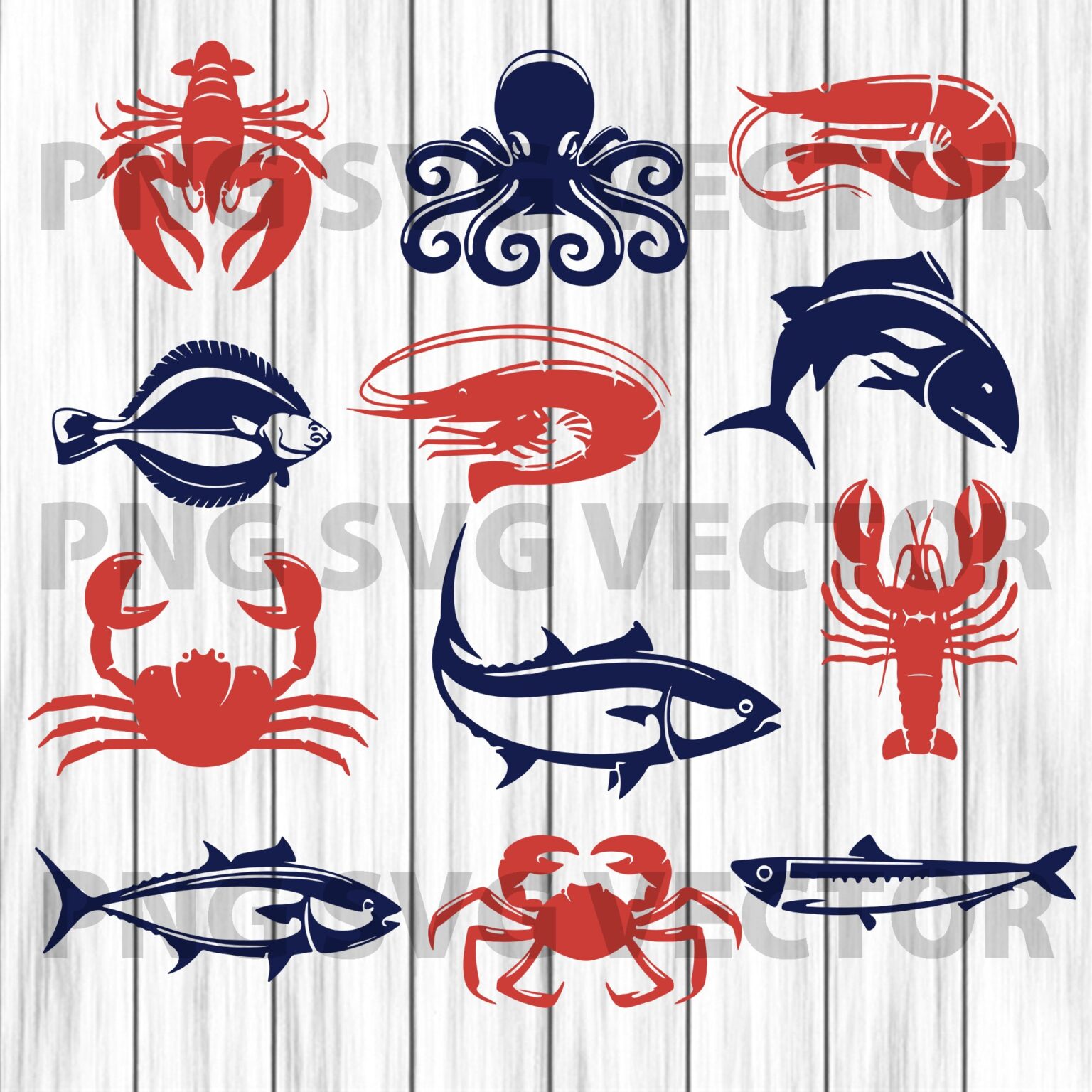 Sea Animals Bundle SVG, Sea Creature SVG, Ocean Animals SVG