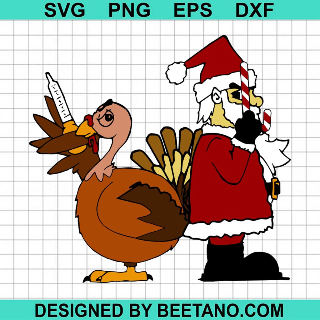 Chirstmas Thanksgiving SVG, Turkey Vs Santa Claus SVG
