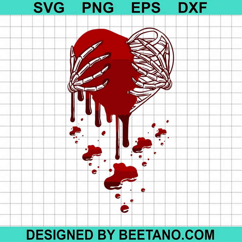 Crazy Love Hurt Broken Heart SVG, Pain Skeleton Bloody Valentine SVG