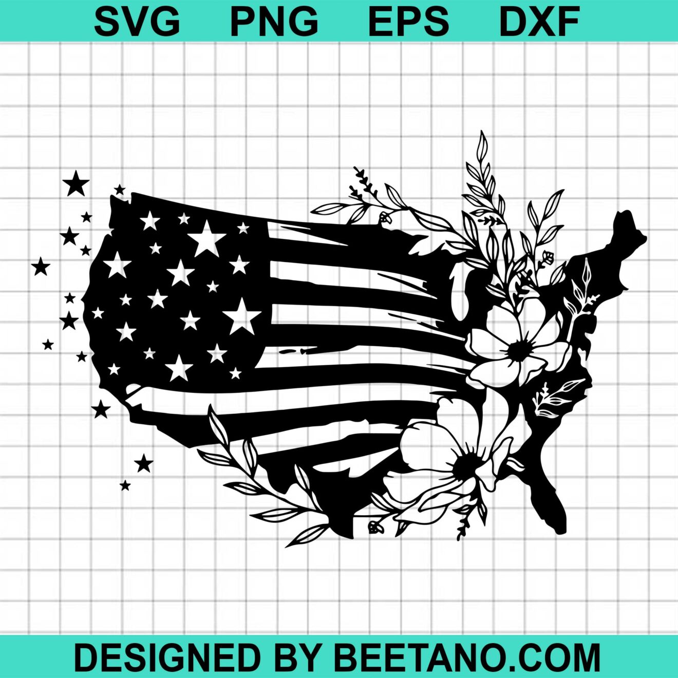Floral American Flag SVG cut file for cricut silhouette machine make ...