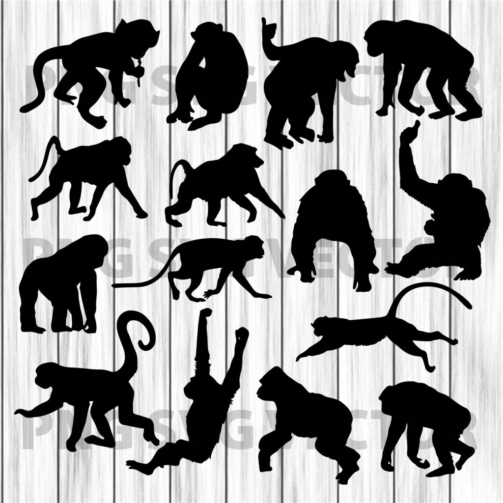 Monkey Svg Bundle, Monkey Cutting Files For Cricut, SVG, DXF, EPS, PNG ...