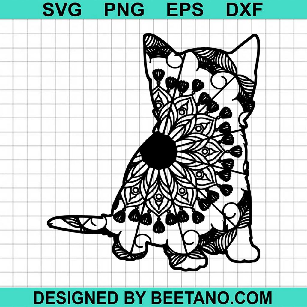 Mandala Cat SVG cut file, Mandala Cat SVG for cricut silhouette machine