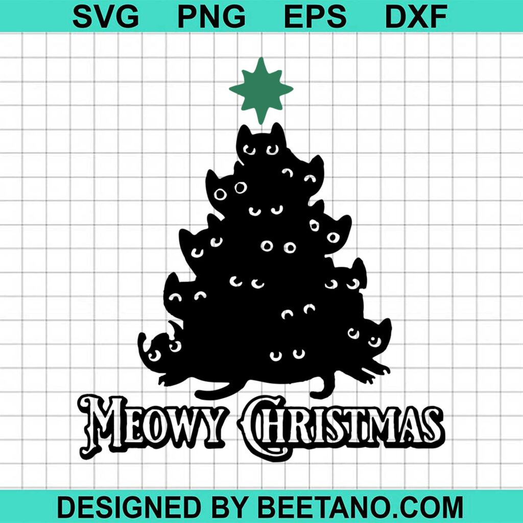 Meowy Christmas Cats Tree SVG, christmas SVG cut file for cricut ...