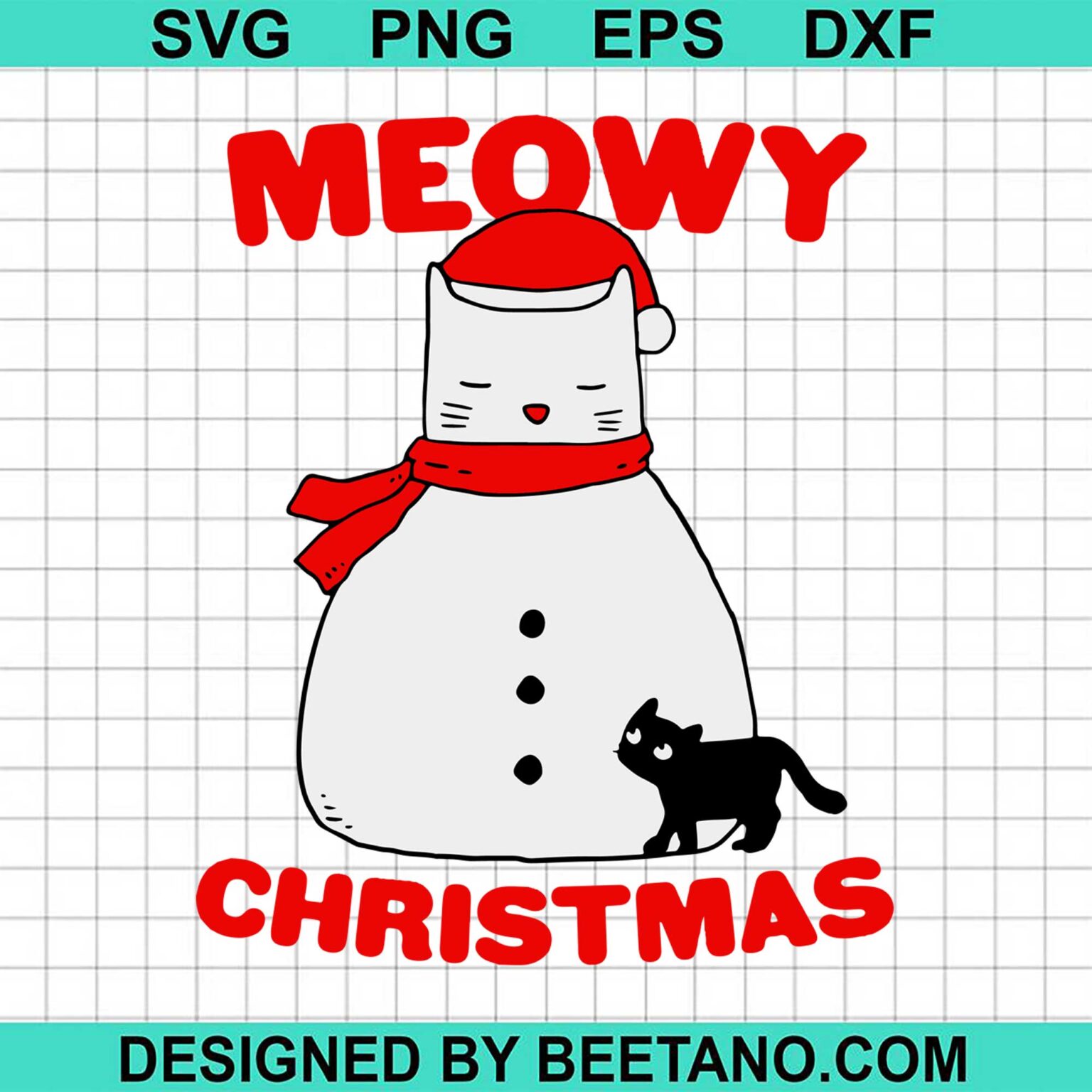 Meowy Christmas Snow Cat SVG, Cat christmas SVG cut file for cricut