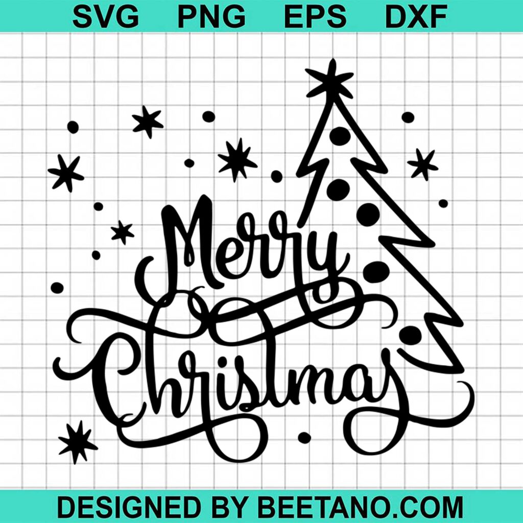 Merry Christmas pine tree SVG cut file for cricut silhouette machine ...
