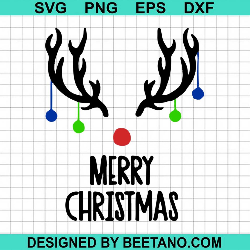 Merry Christmas Deer face SVG, Christmas deer SVG cut file for cricut