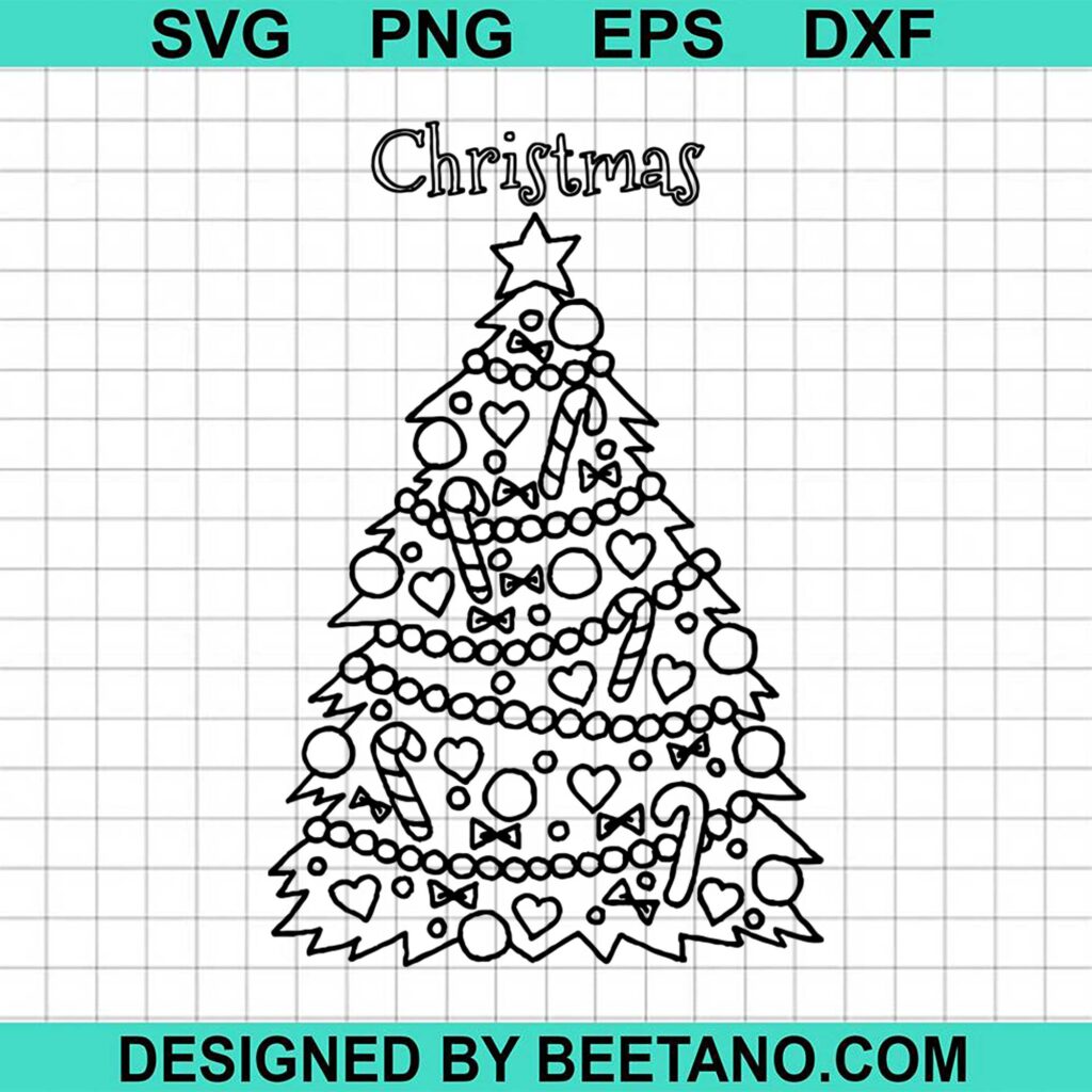Printable Christmas Tree Decorated SVG cut file for cricut silhouette ...