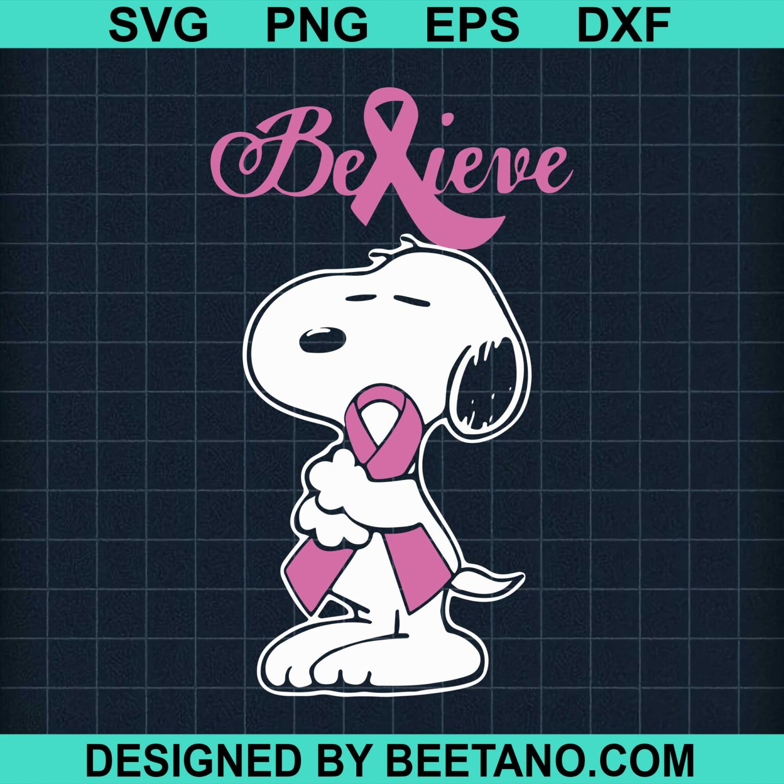 Snoopy Believe Breast Cancer SVG, Breast Cancer SVG cut file for cricut