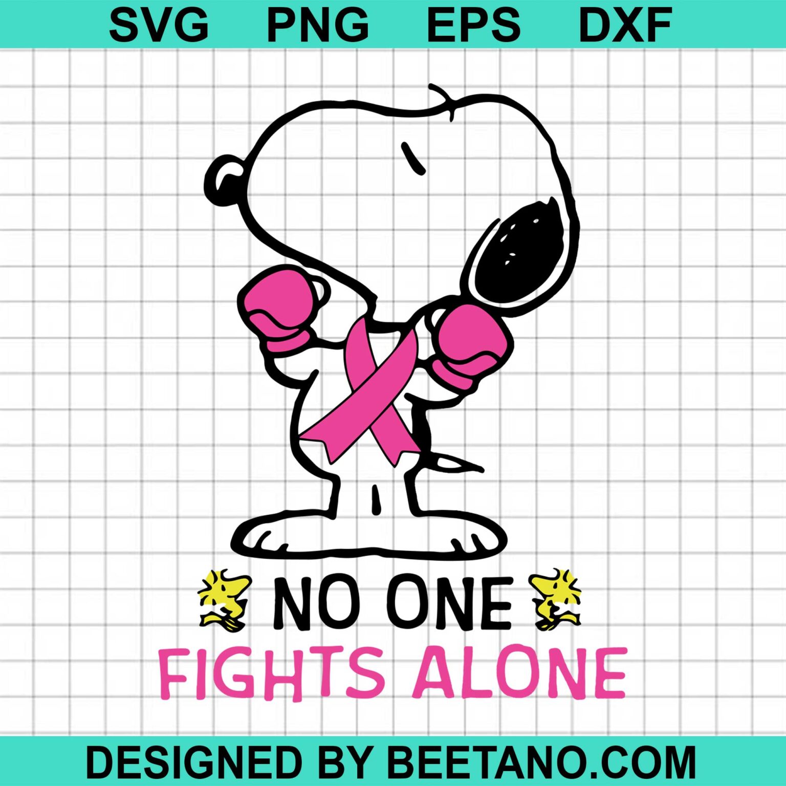 Snoopy Breast Cancer SVG, Snoopy No One Fight Alone Breast Cancer SVG ...
