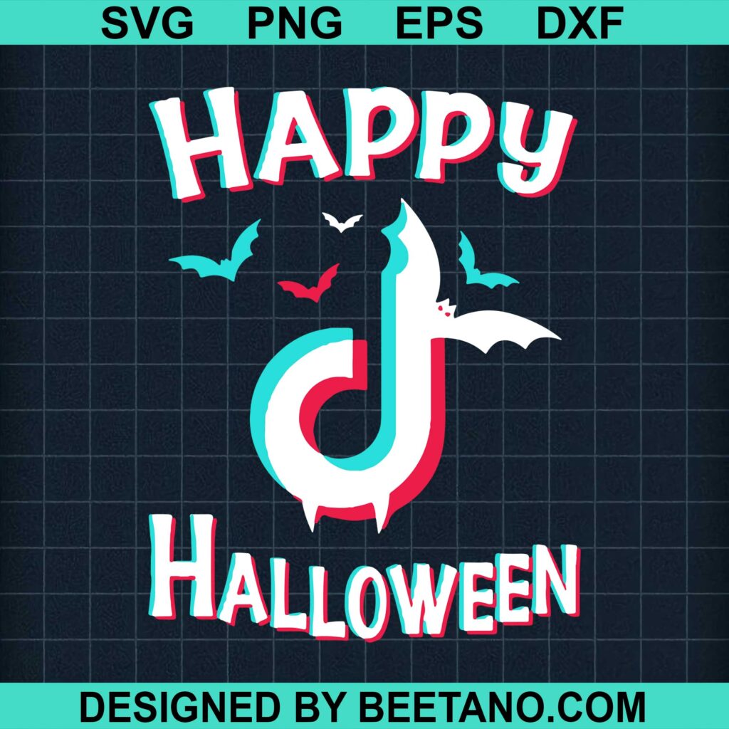 Tik Tok Halloween SVG, Happy halloween SVG, Tiktok logo SVG cut file