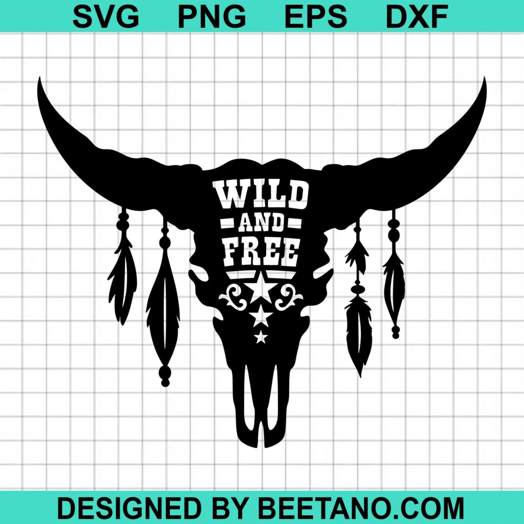Wild And Free booho SVG, Bohemian skull SVG cut file for cricut ...