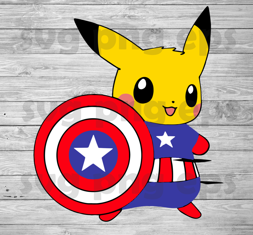 Captain America Pikachu Svg, Pikachu Svg, Captain America Svg, Pikachu Svg