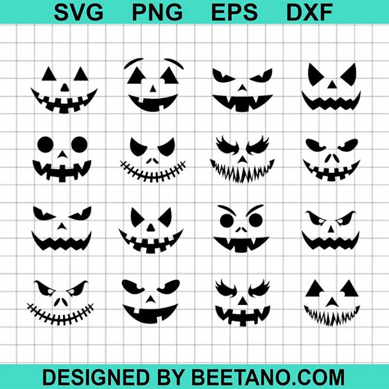 Pumpkin Halloween Bundle Face SVG, Halloween Face SVG, Scary SVG