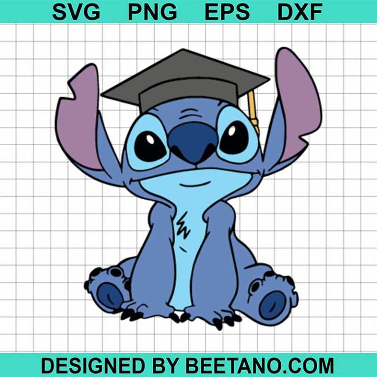 Stitch Graduation SVG, Stitch Wearing Grad Cap SVG, Disney Stitch SVG