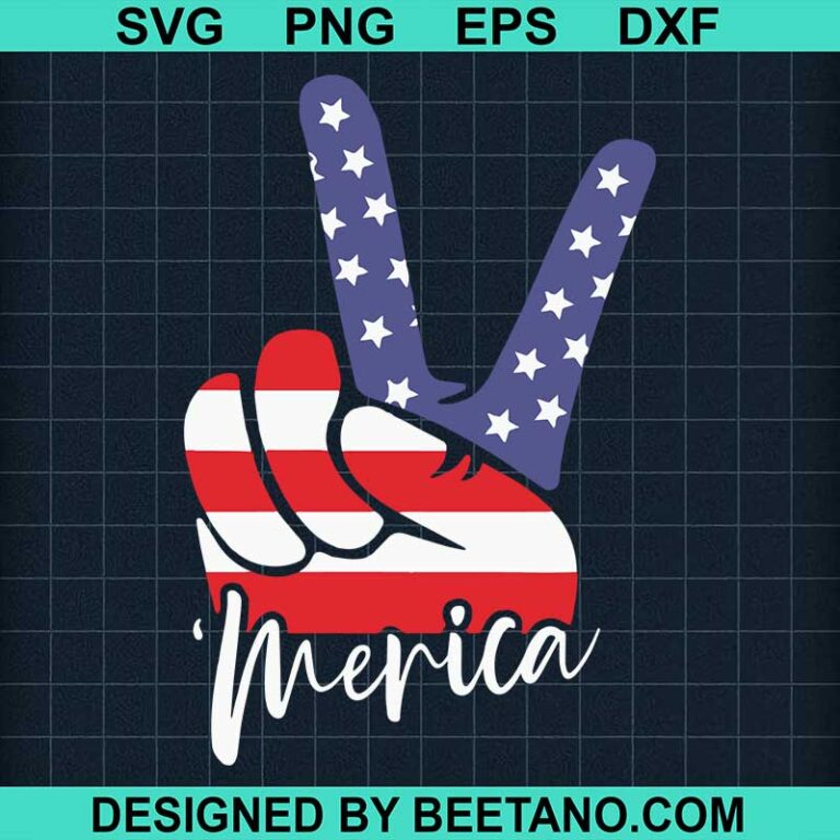 Merica Peace Sign SVG, American Flag Merica SVG, 4th Of July SVG
