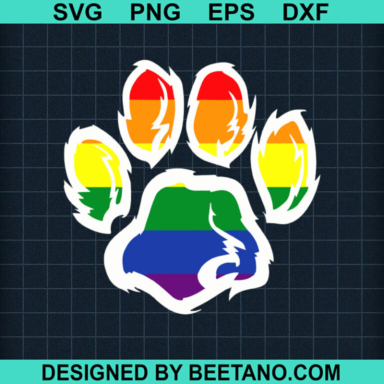LGBT Paw Print SVG, Pride Month SVG, Paw SVG