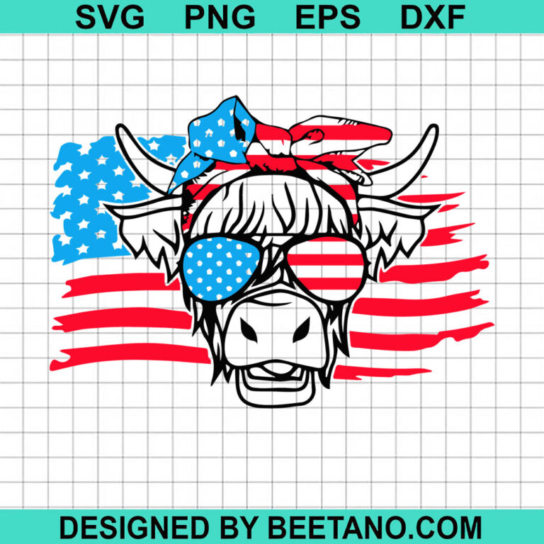 American Flag Heifer Cow SVG, 4th of July SVG, Merica Cow SVG