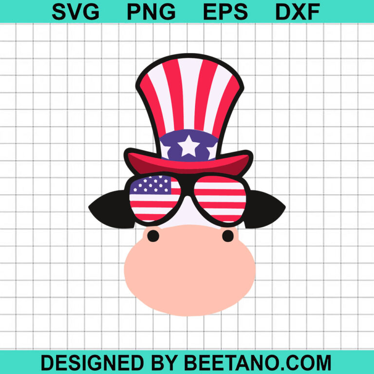 4th Of July Cow With Sunglasses SVG, 4th Of July Heifer SVG, Bubble Cow SVG
