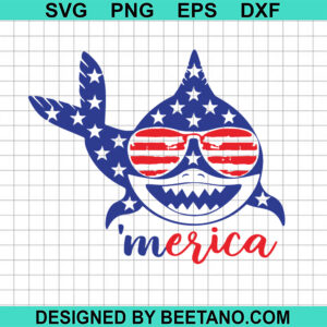 Merica Shark SVG, 4th Of July SVG, American Flag Shark SVG
