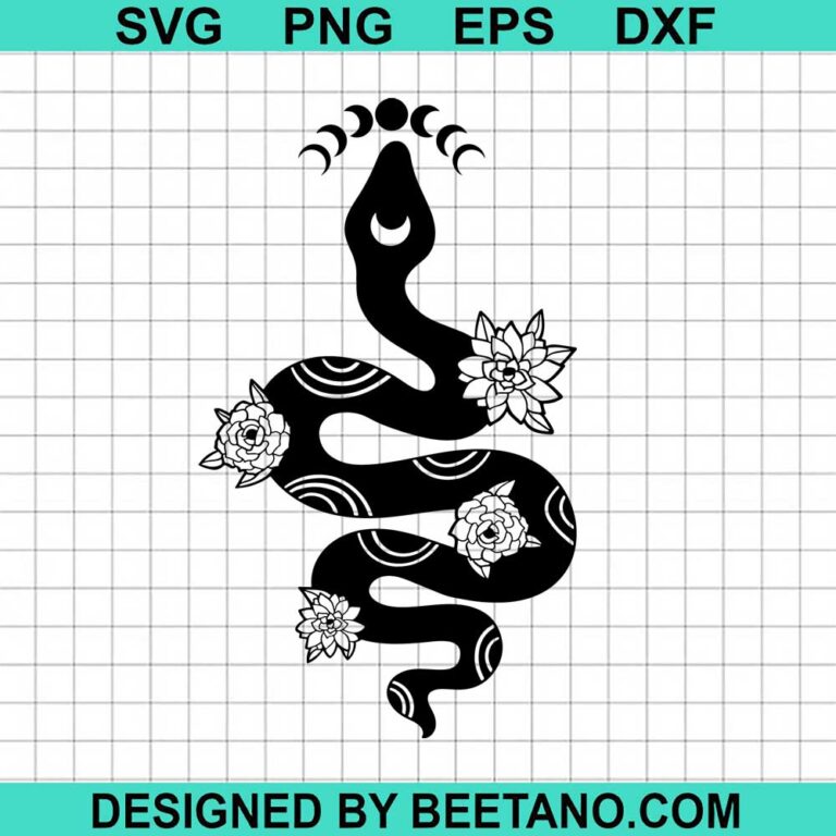 Floral Snake SVG, Boho Snake SVG, Mystical Floral Snake SVG