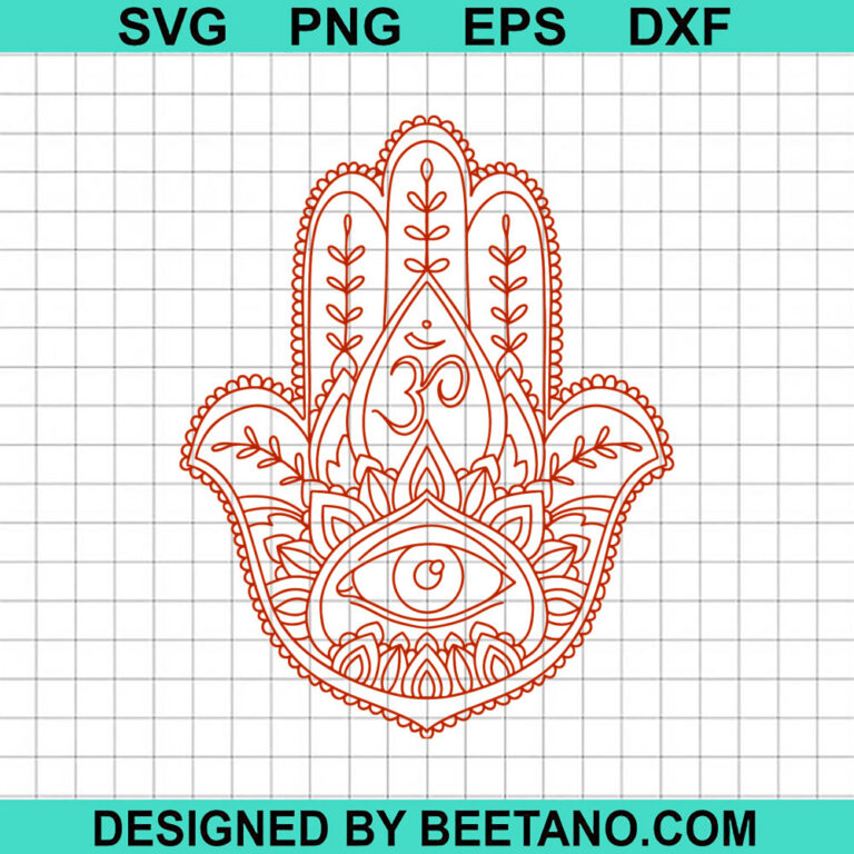 Yoga hamsa SVG, Mandala hamsa SVG, Ornate hand buddha SVG