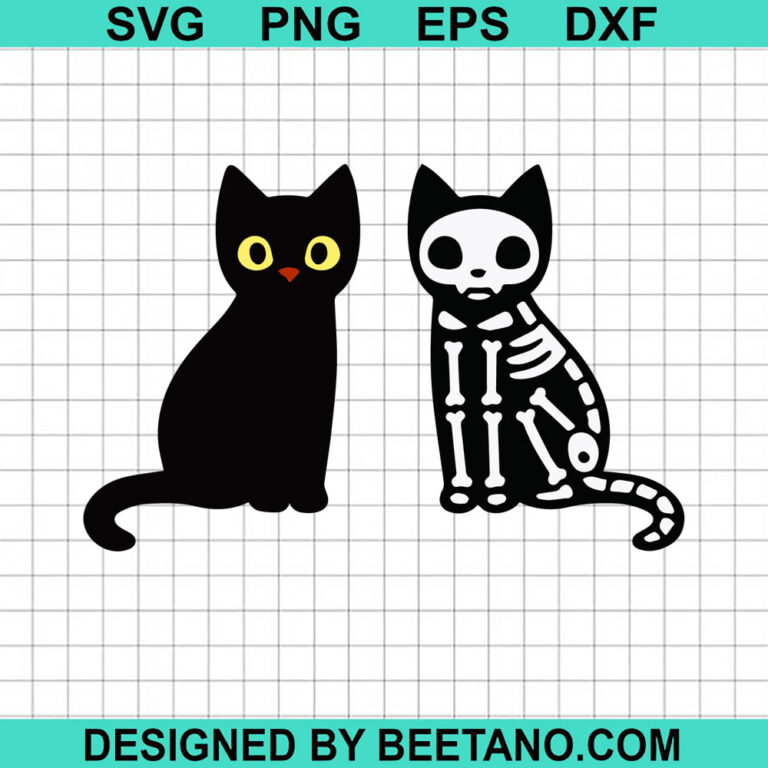 Halloween Skeleton Cat SVG, Happy Halloween SVG, Black Cat SVG