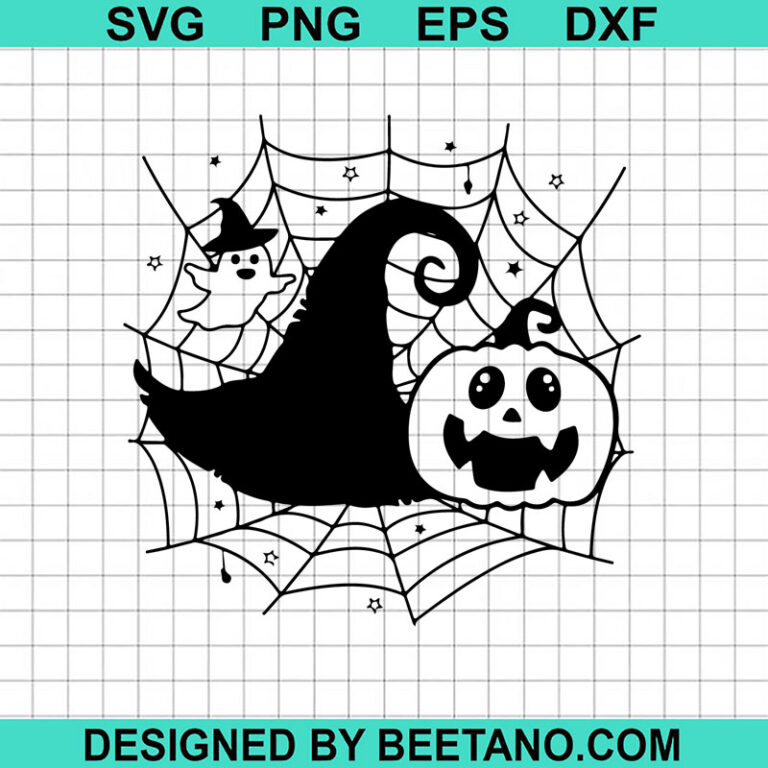 Halloween Hat SVG, Witch Hat With Spider Web SVG, Pumpkin SVG - Hight ...