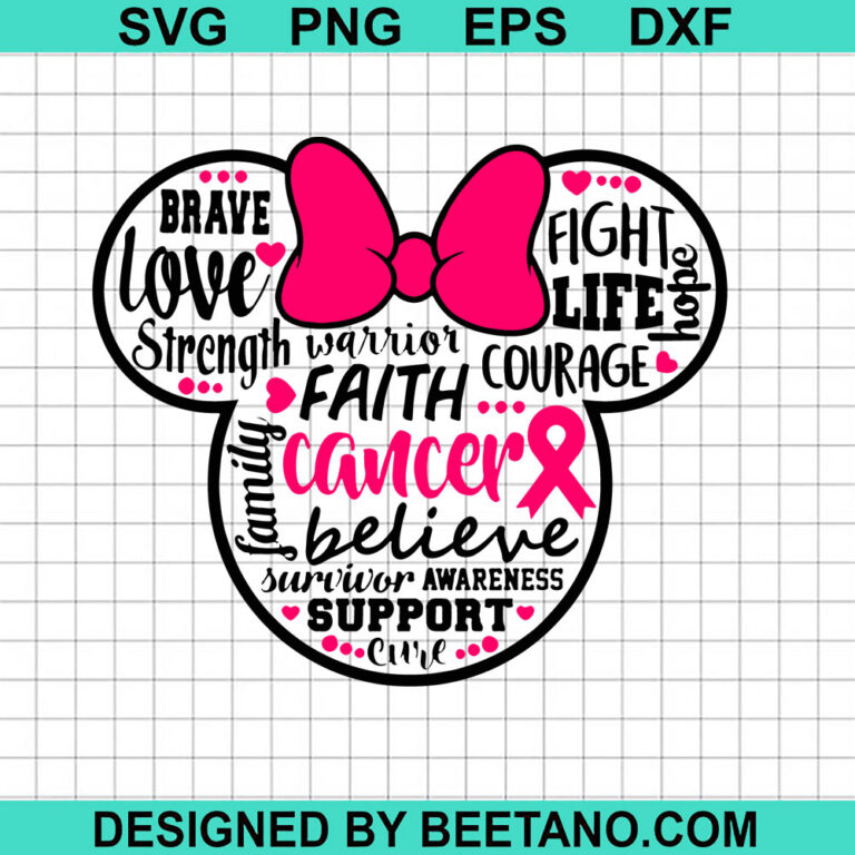 Mickey head Breast cancer SVG, Breast cancer Disney SVG, Disney pink ...