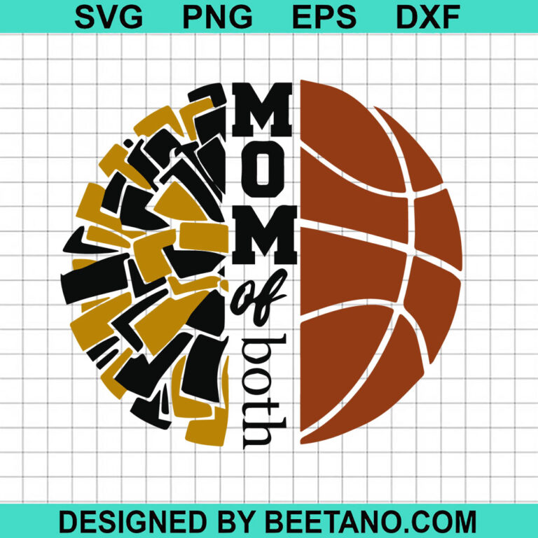 Cheers mom of both SVG, Pom pom mom basketball SVG, Mom of basketball ...