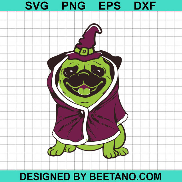 Halloween Witch Pug SVG, Halloween Pug Dog SVG, Pug Halloween SVG
