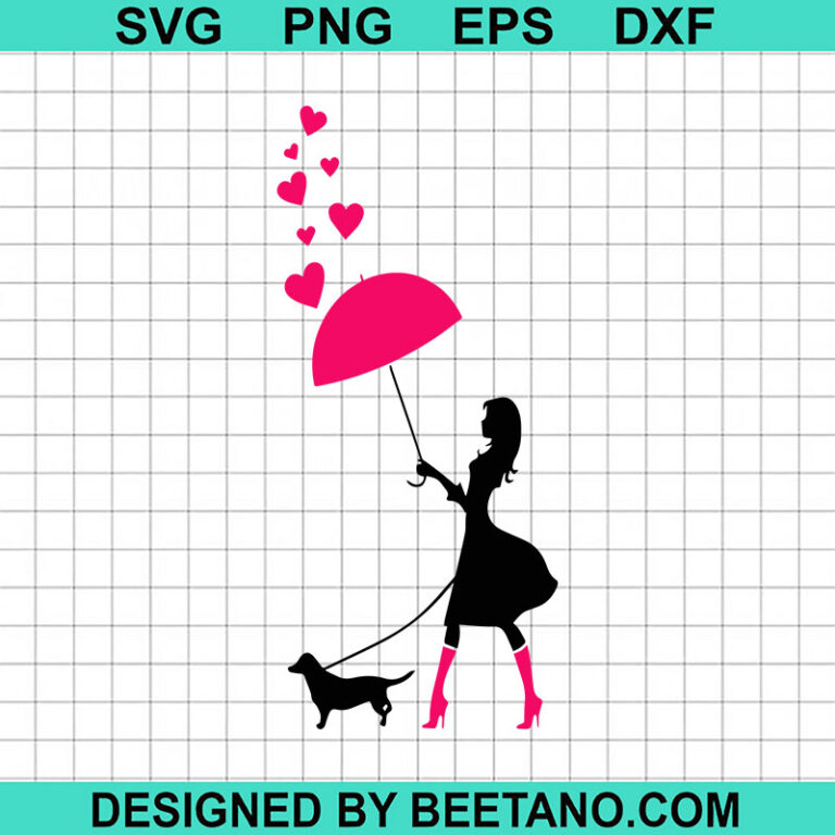 Lady with a dog SVG, Lady with umbrela SVG, Umbrela SVG