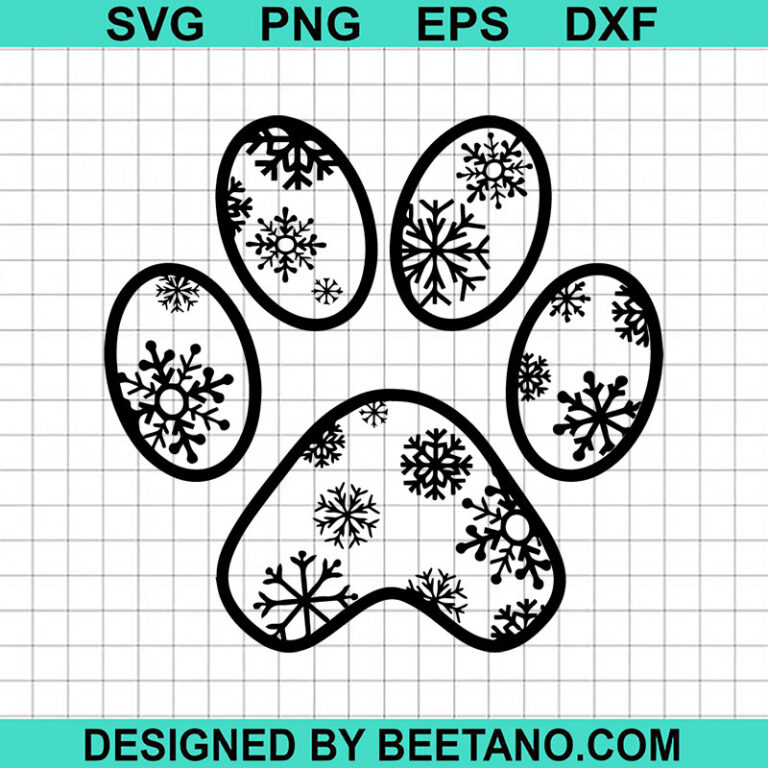 Snowflake Dog Paw SVG, Christmas Paw SVG, Christmas Snowflake SVG