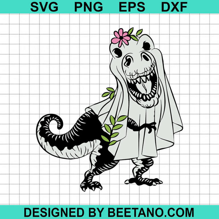 Halloween Dinosaur Ghost SVG, Floral Dinosaur SVG, Halloween Floral ...