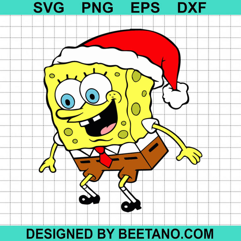 Christmas Spongebob SVG, Spongebob With Santa Hat SVG, Funny Spongebob SVG